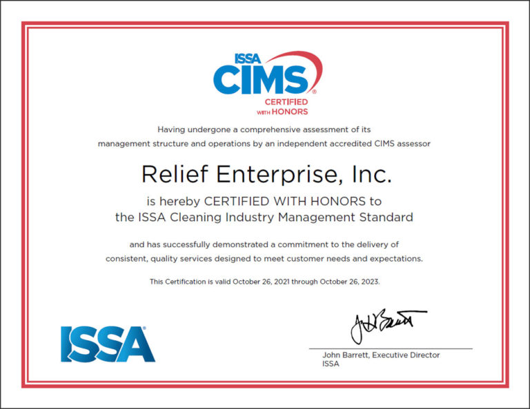 CIMS Certification | Relief Enterprise, Inc.